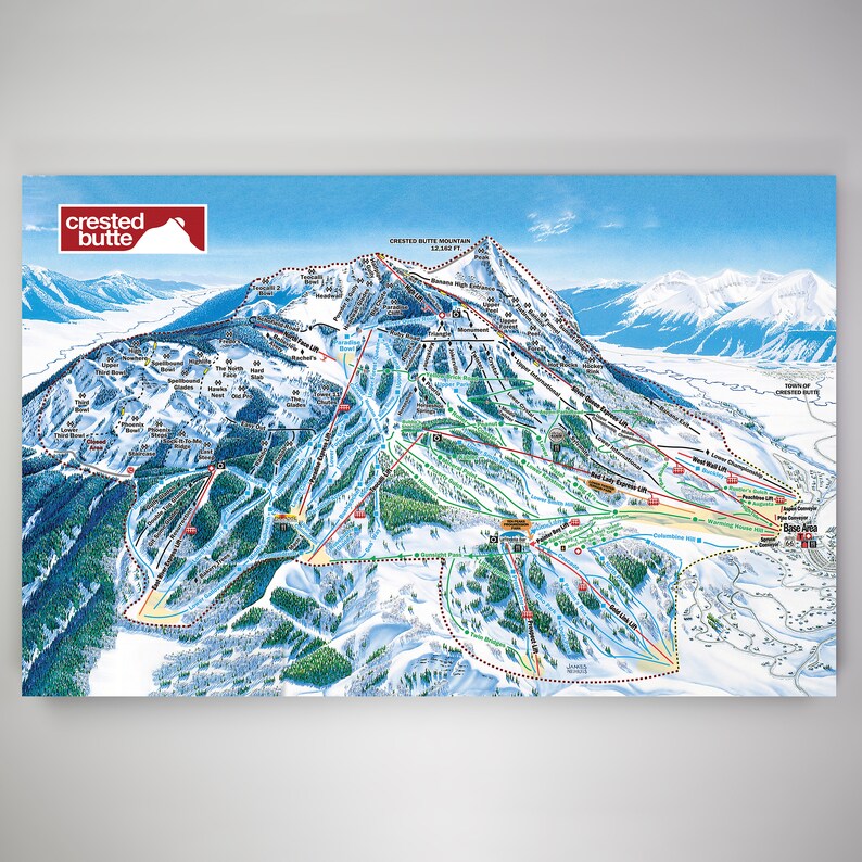 Crested Butte Resort Licensed Trail Map - Large Wood Print 32" X 48" - Etsy
