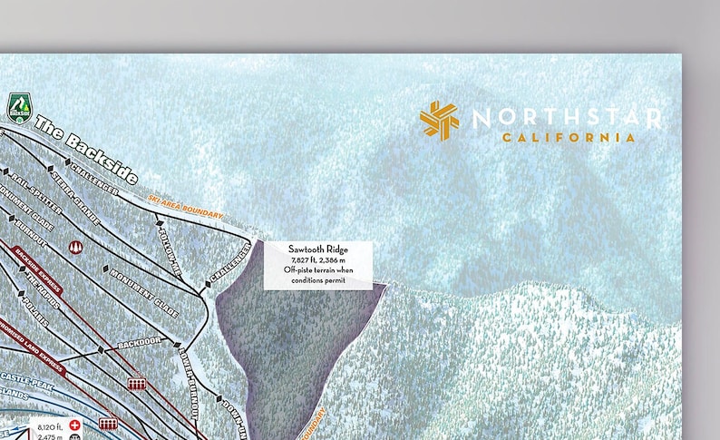 Northstar California Resort Licensed Trail Map - Medium Canvas 22" X 35 ...