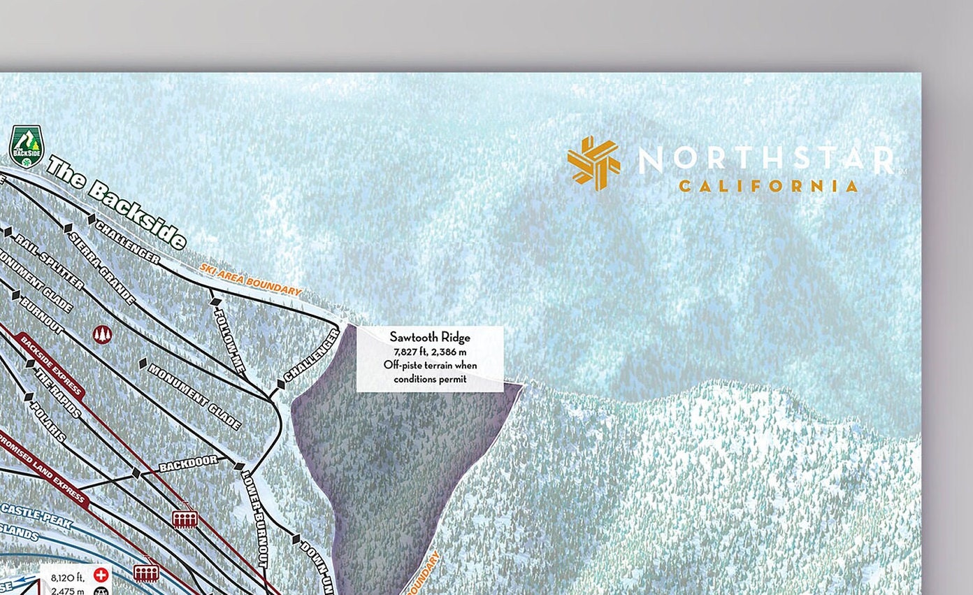 Northstar California Resort Licensed Trail Map - Medium Canvas 22" X 35 ...