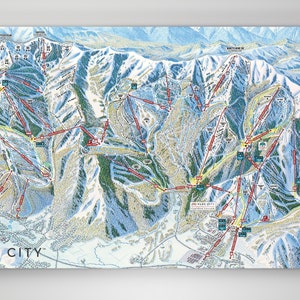 Park City Resort Licensed Trail Map Large Maple Wood Print | Etsy