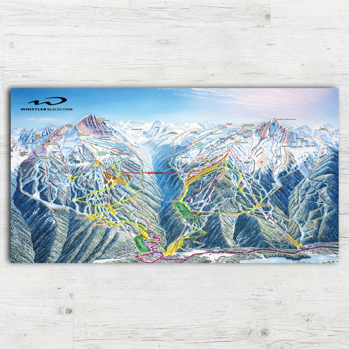 Whistler Resort Licensed Trail Map Large Maple Wood Print - Etsy