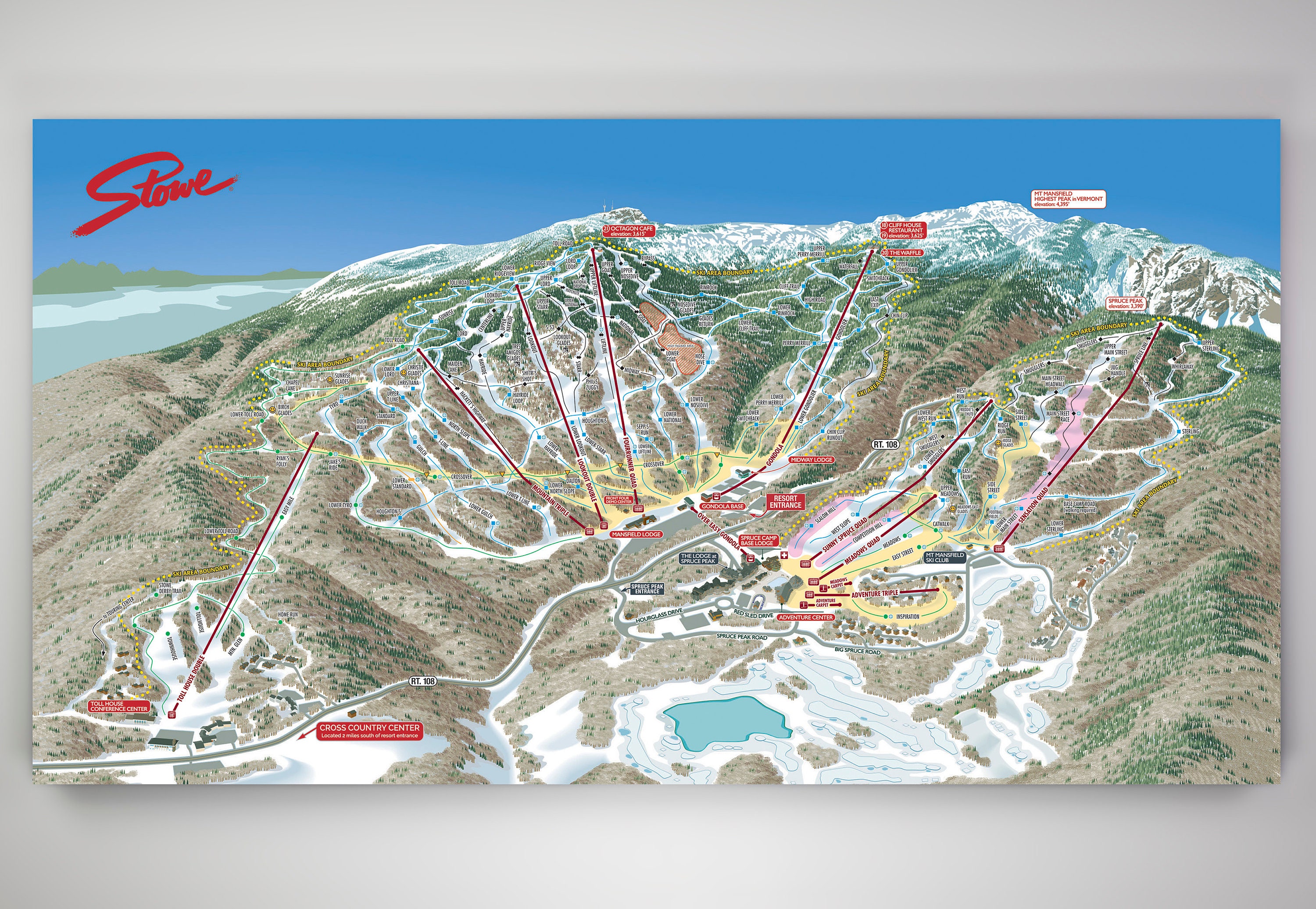 Stowe Resort Licensed Trail Map - Medium Canvas 22" X 40" - Etsy