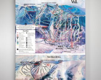 Vail frontside Resort Licensed Trail Map Large Canvas | Etsy