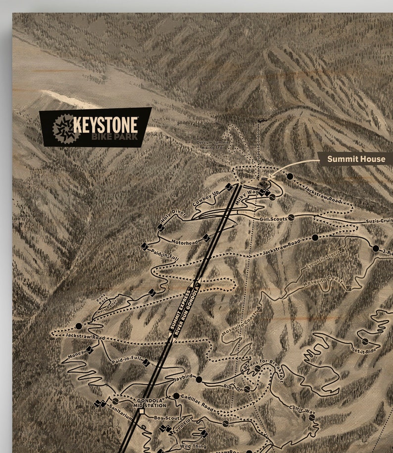 Keystone Summer Resort Licensed Trail Map Medium Maple Wood | Etsy