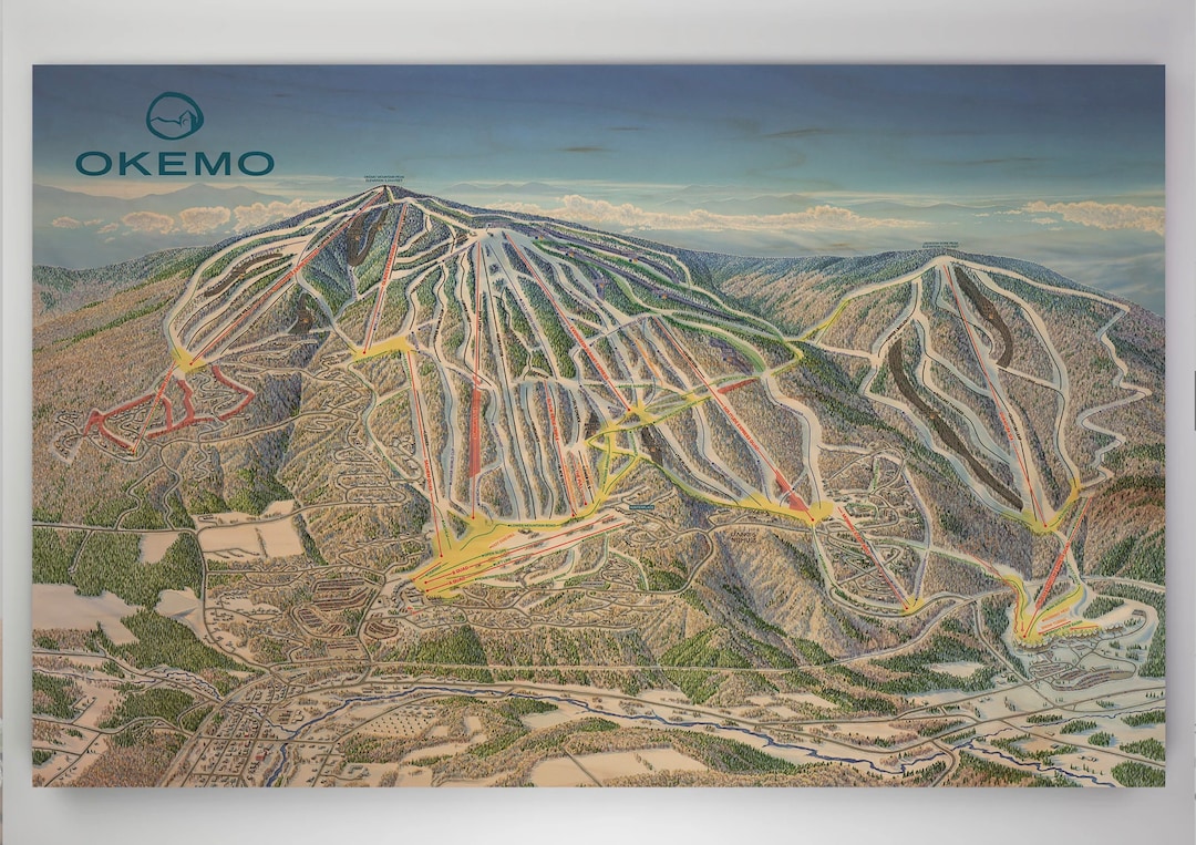 Okemo Resort Licensed Trail Map - Large Maple Wood Print 32" X 48" - Etsy