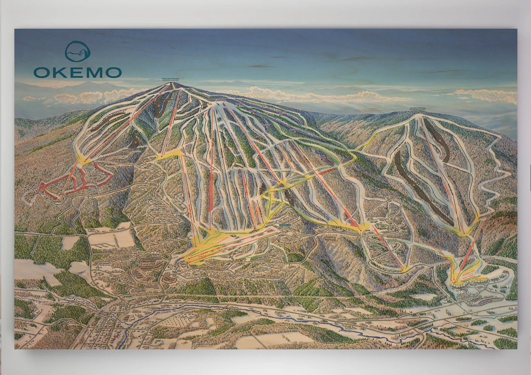 Okemo Resort Licensed Trail Map - Large Maple Wood Print 32" X 48" - Etsy