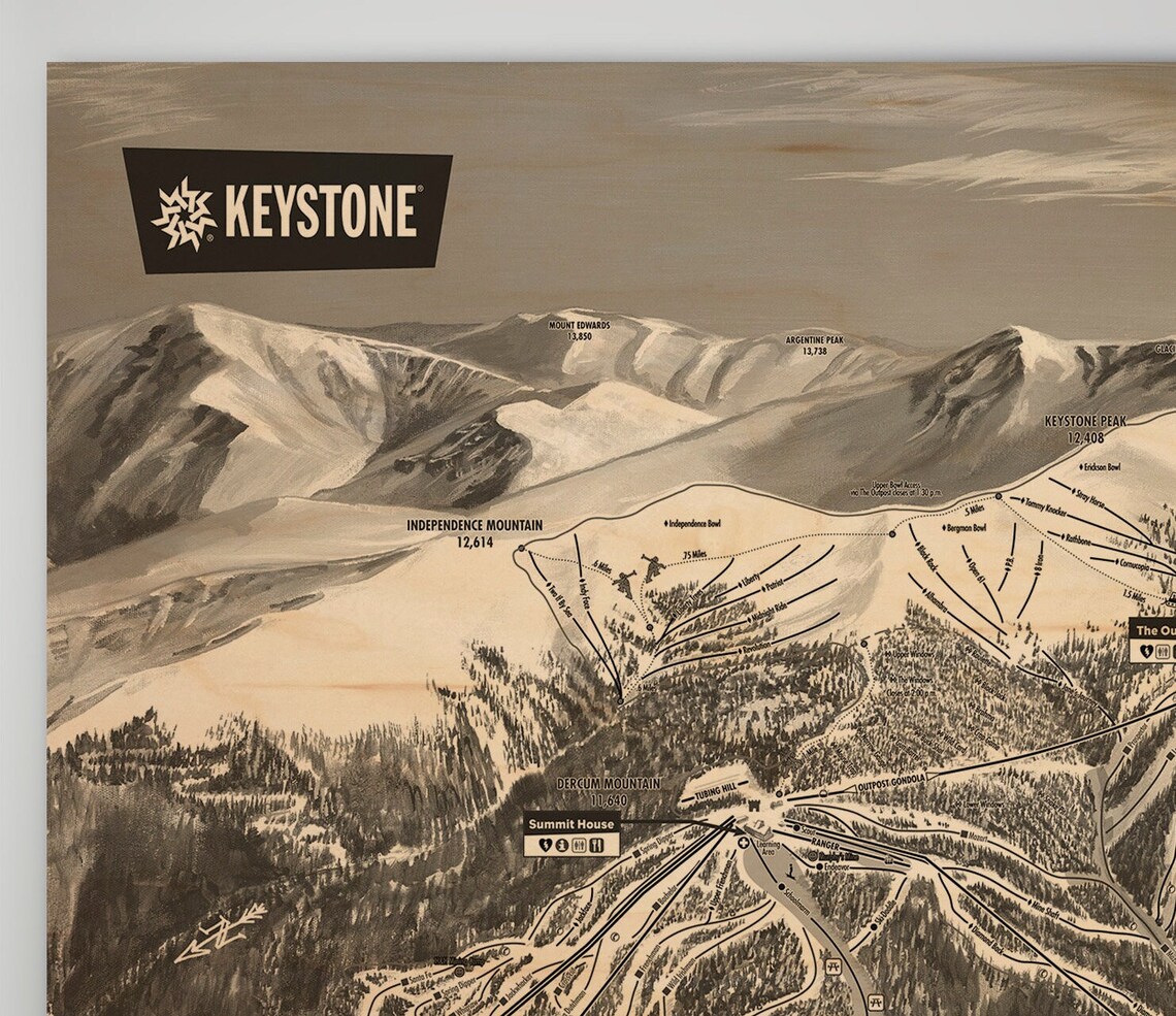 Keystone Resort Licensed Trail Map Large Maple Wood Print - Etsy
