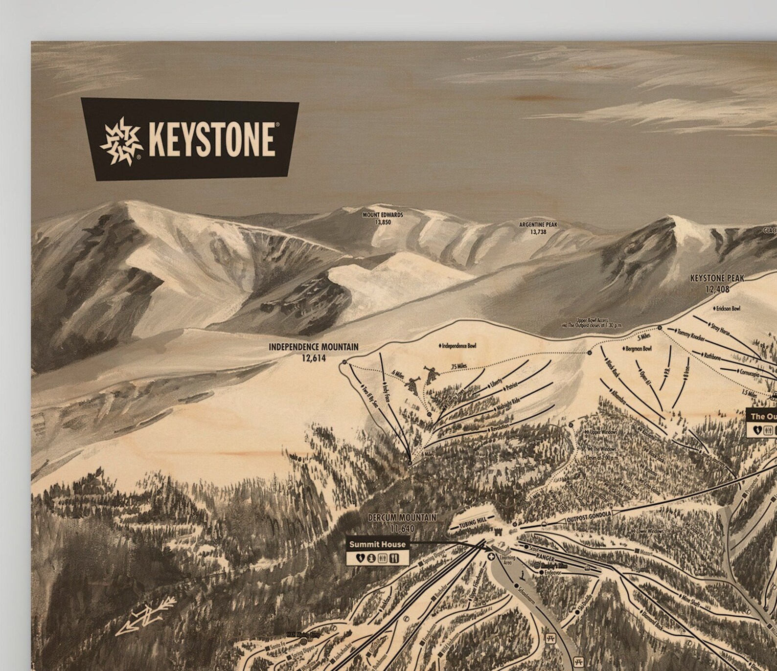 Keystone Resort Licensed Trail Map Large Maple Wood Print - Etsy