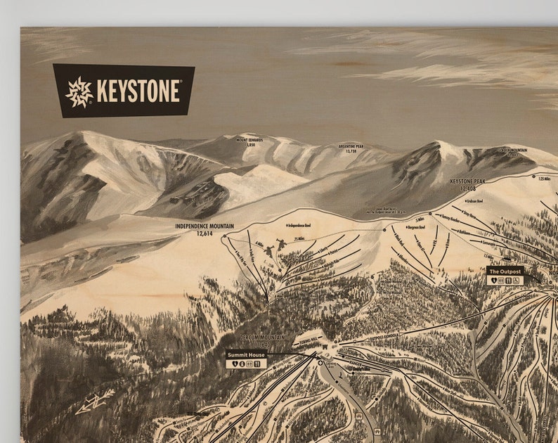 Keystone Resort Licensed Trail Map Medium Maple Wood Print | Etsy