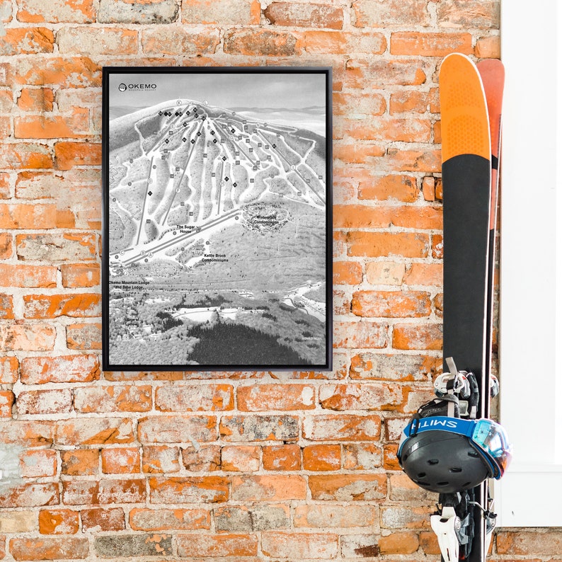 Okemo Resort Licensed Trail Map - Large Canvas 32" X 48" - Vintage 1989 ...