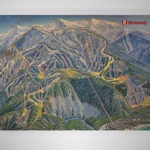 Heavenly Resort Licensed Trail Map - Large Maple Wood Print 32" X 44 ...
