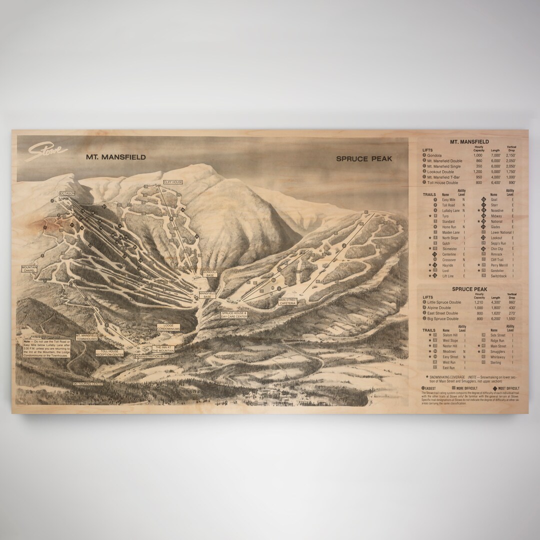 Stowe Resort Licensed Wood Map - Medium 22" X 40" - Vintage 1983 - Etsy