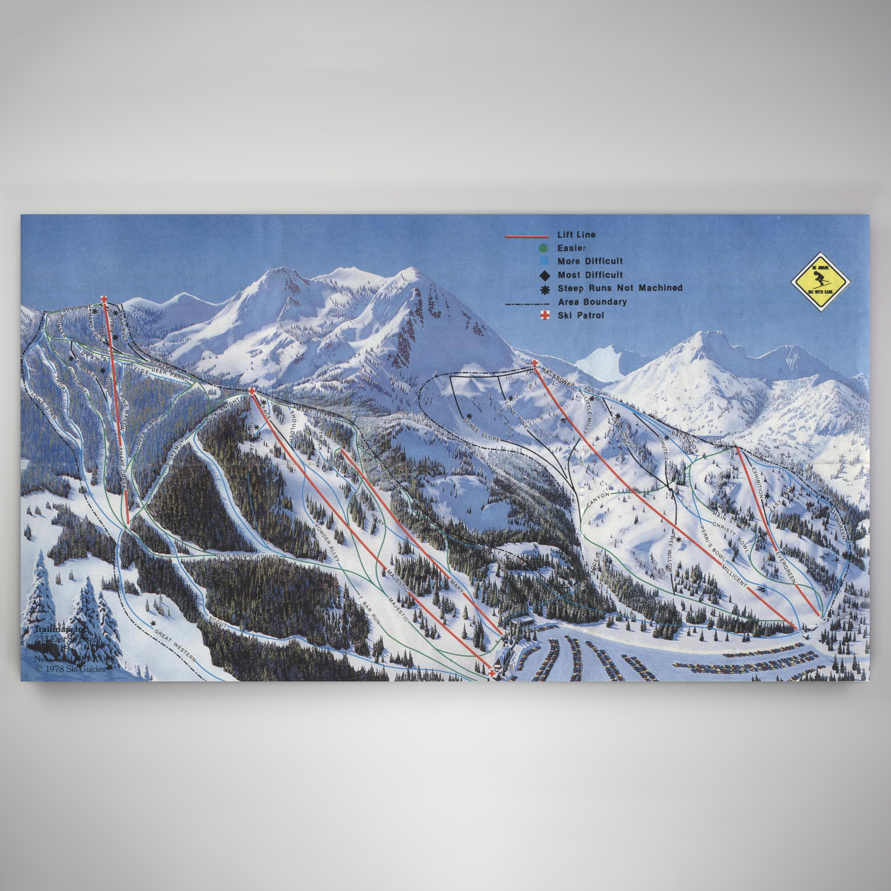 Brighton Resort Licensed Trail Map - Large Canvas 32" X 44" - Vintage ...