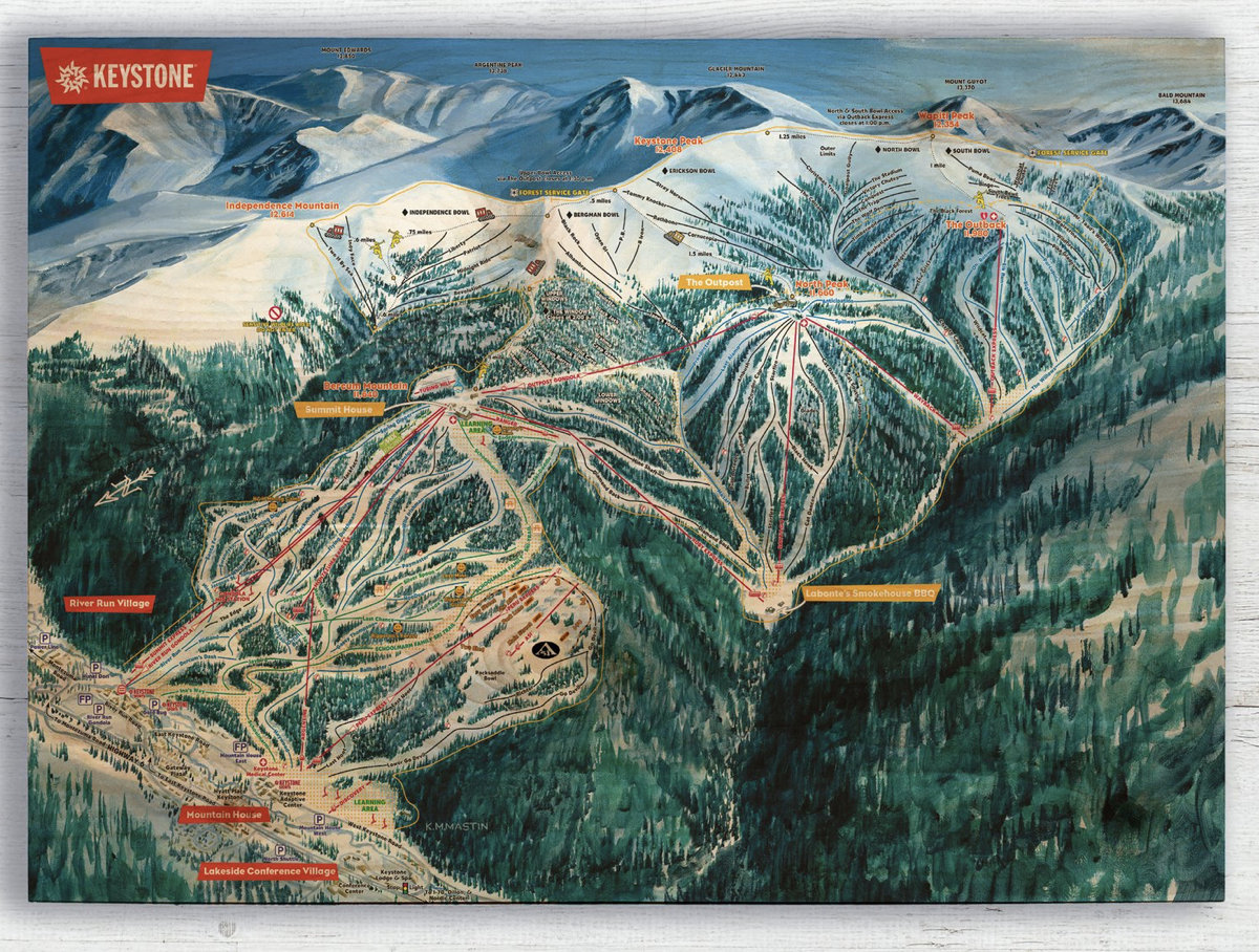 Keystone Resort Licensed Trail Map Large Maple Wood Print | Etsy
