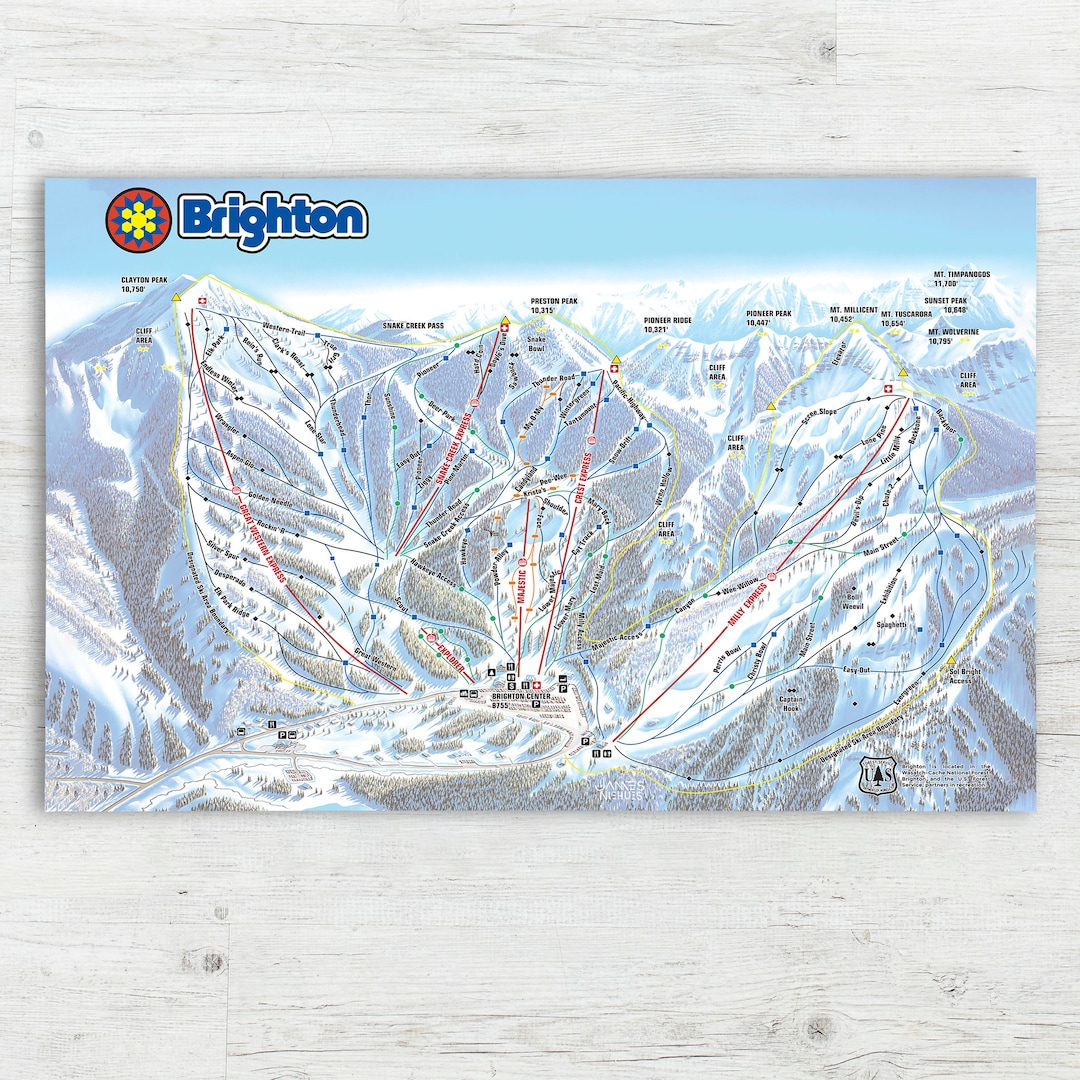 Brighton Resort Licensed Trail Map - Large Canvas 32" X 44" - Etsy
