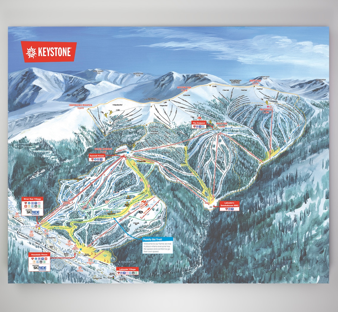 Keystone Resort Licensed Trail Map - Small Canvas 16" X 20" - Etsy