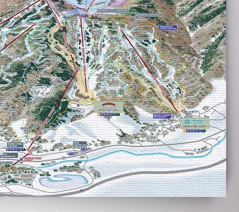 Beaver Creek Resort Licensed Trail Map - Medium Canvas 22" X 30" - Etsy