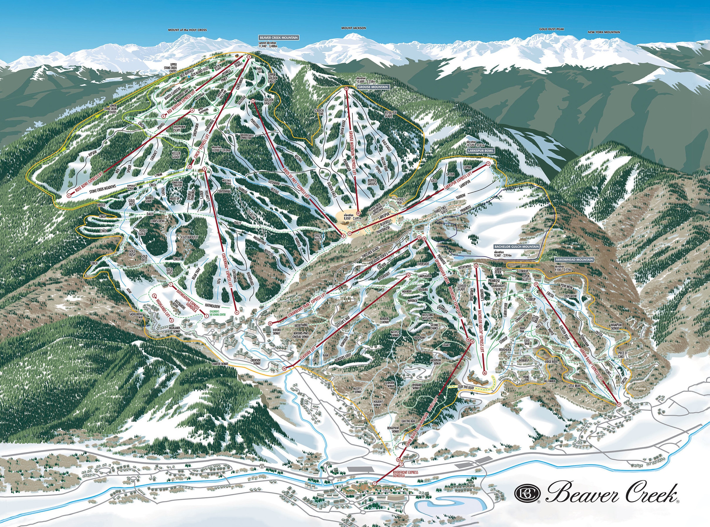 Beaver Creek Resort Licensed Trail Map Large Canvas 32 | Etsy