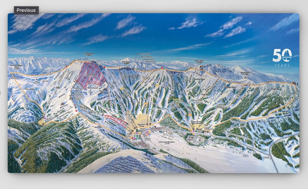 Kirkwood Resort Licensed Trail Map - Large Canvas Print 30" X 58" - Etsy