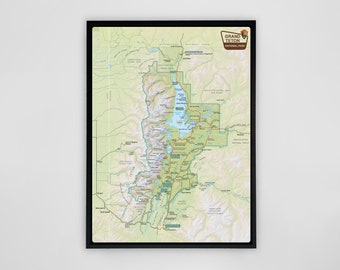 Grand Teton National Park Map Wall Art - Etsy
