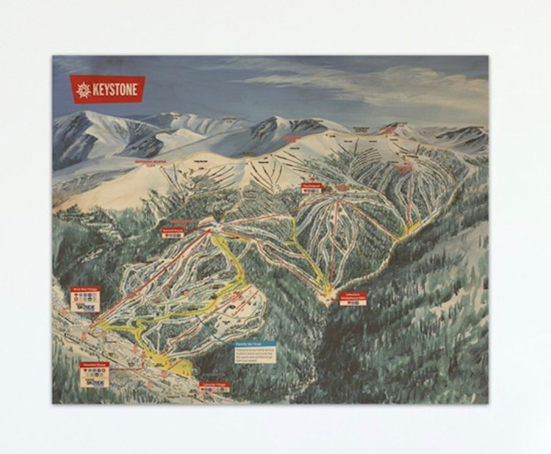 Keystone Resort Licensed Trail Map - Small Maple Wood Print 16" X 20 ...