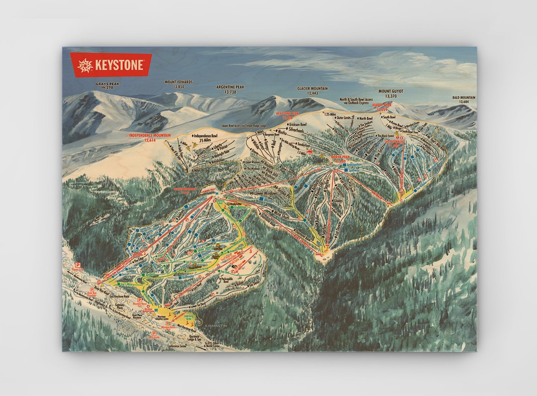 Keystone Resort Licensed Trail Map - Large Maple Wood Print 32" X 44 ...