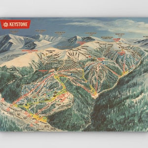 Keystone Resort Licensed Trail Map - Large Maple Wood Print 32" X 44 ...