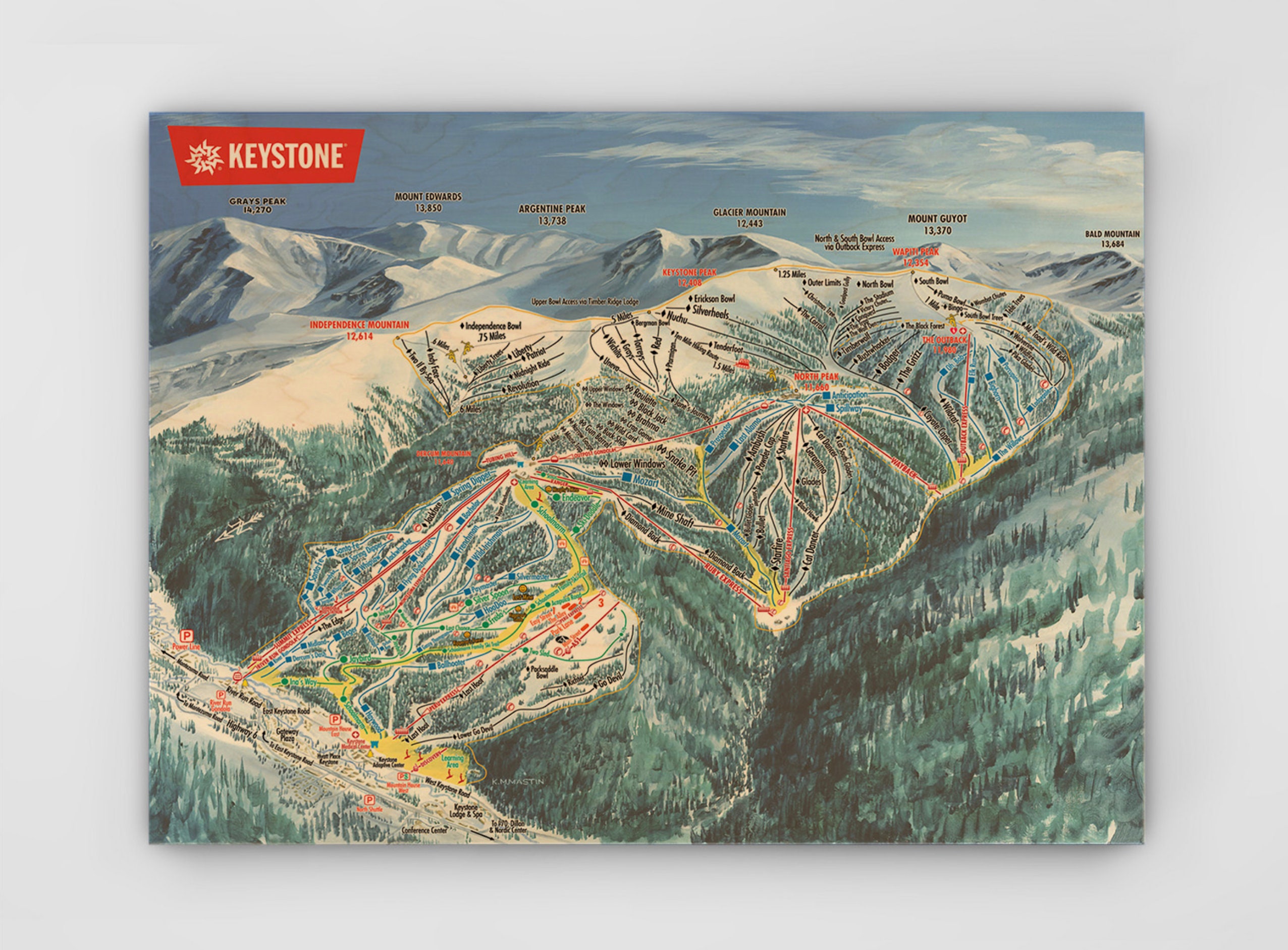 Keystone Resort Licensed Trail Map Large Maple Wood Print - Etsy