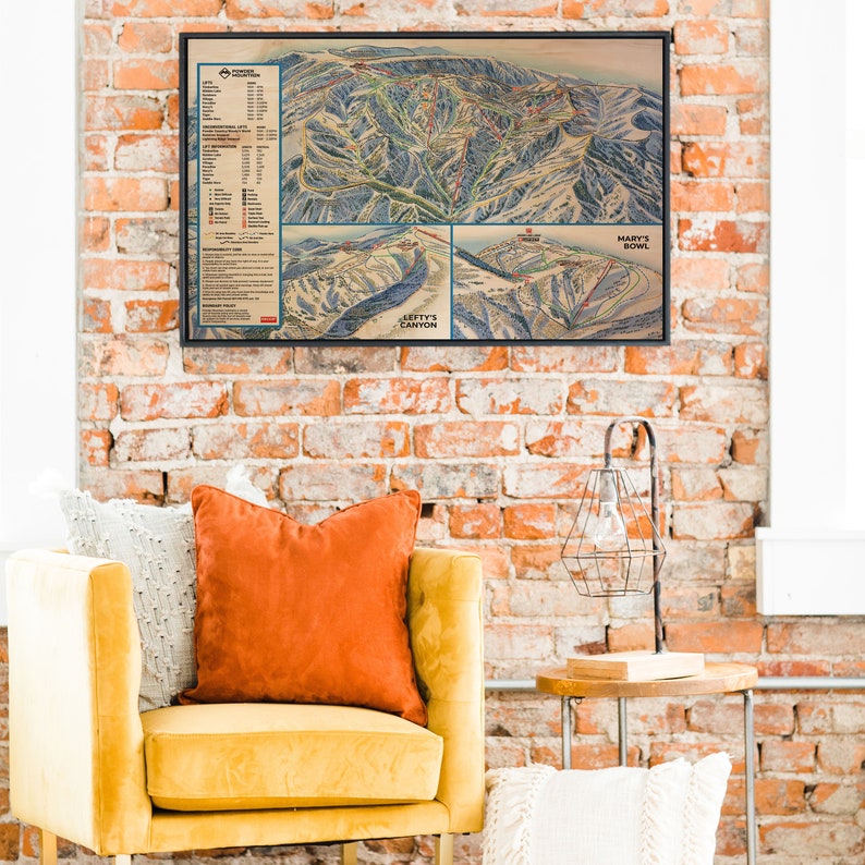 Powder Mountain Licensed Resort Maple Wood Map Medium 22 X 35 - Etsy