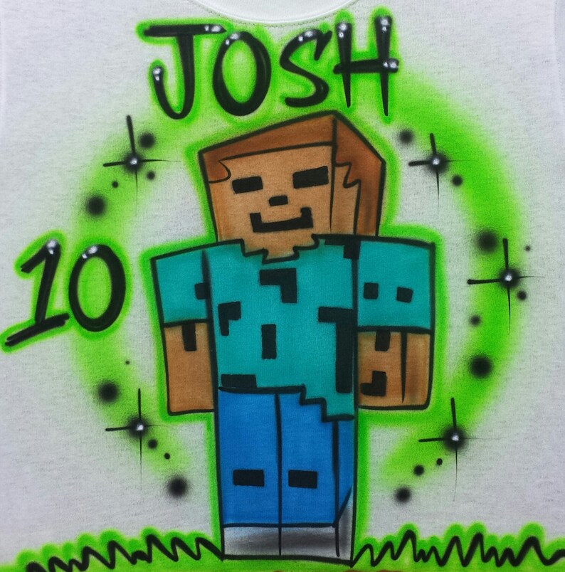 Airbrushed Minecraft Steve Inspired T-Shirt | Etsy