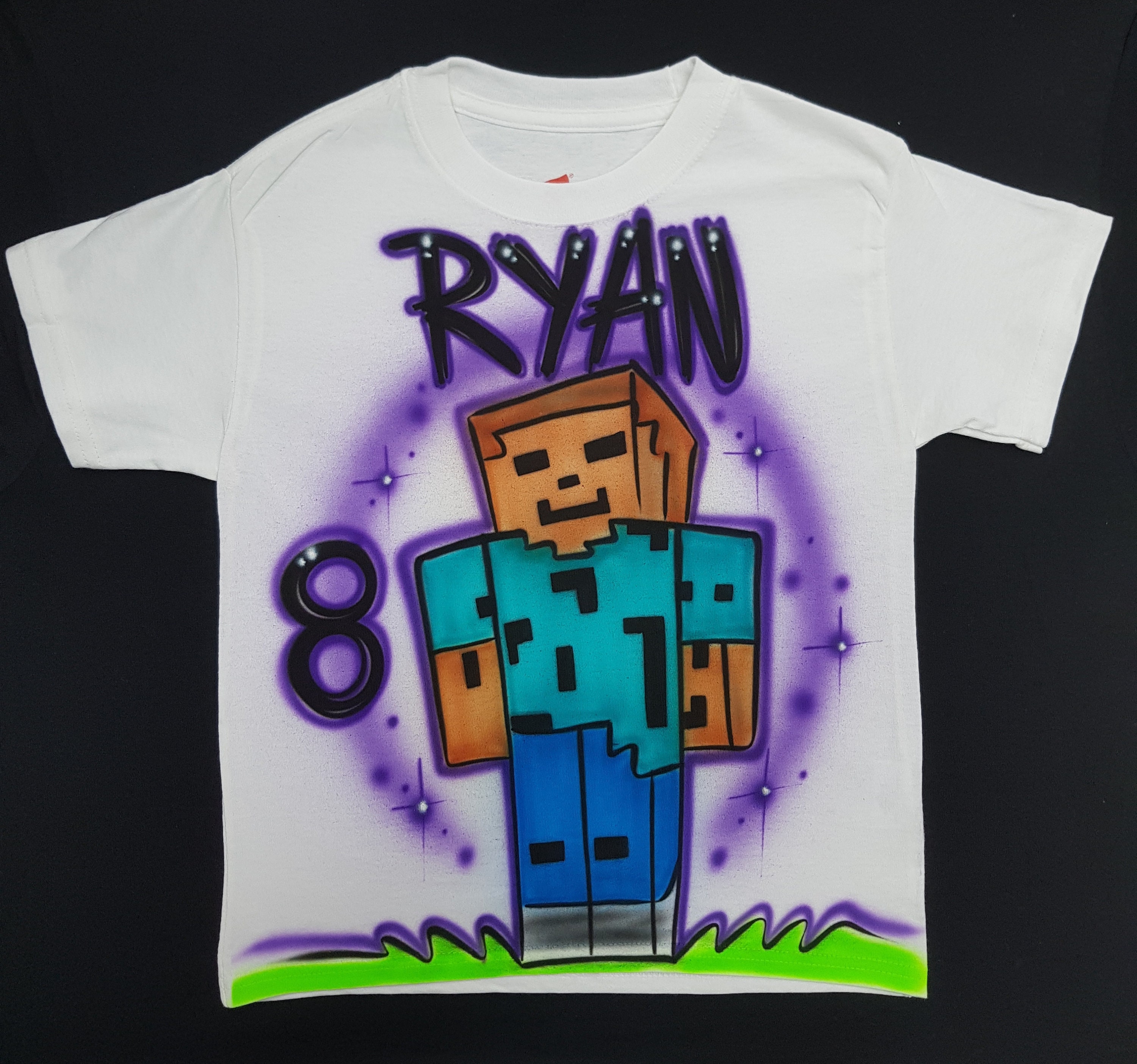 Airbrushed Minecraft Steve Inspired T-Shirt | Etsy