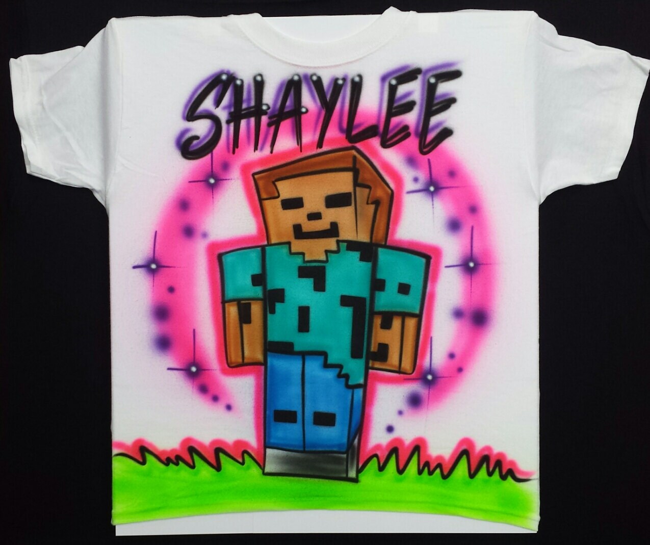Airbrushed Minecraft Steve Inspired T-Shirt | Etsy