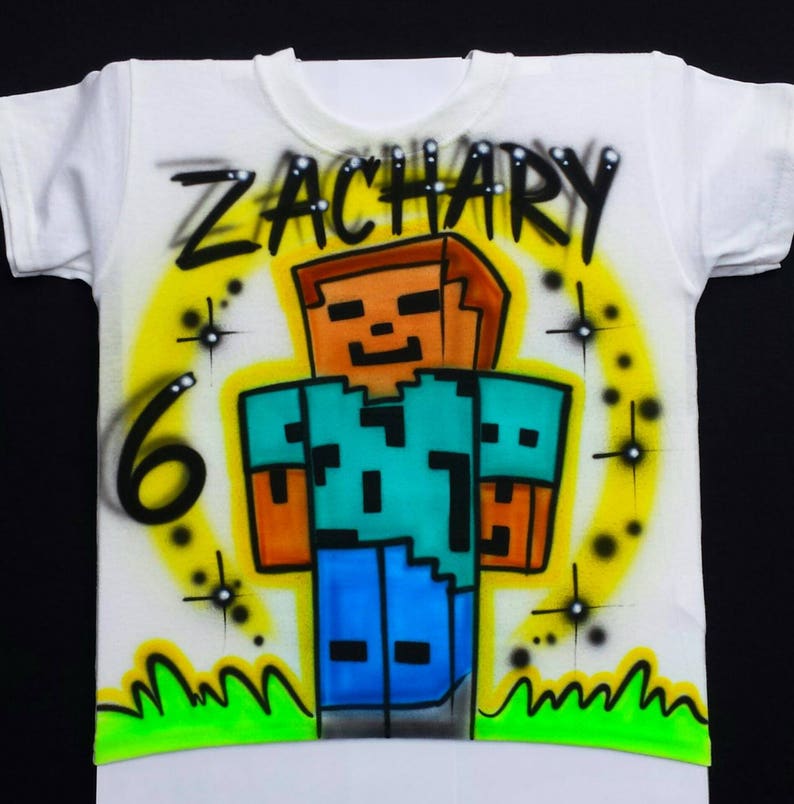Airbrushed Minecraft Steve Inspired T-Shirt | Etsy
