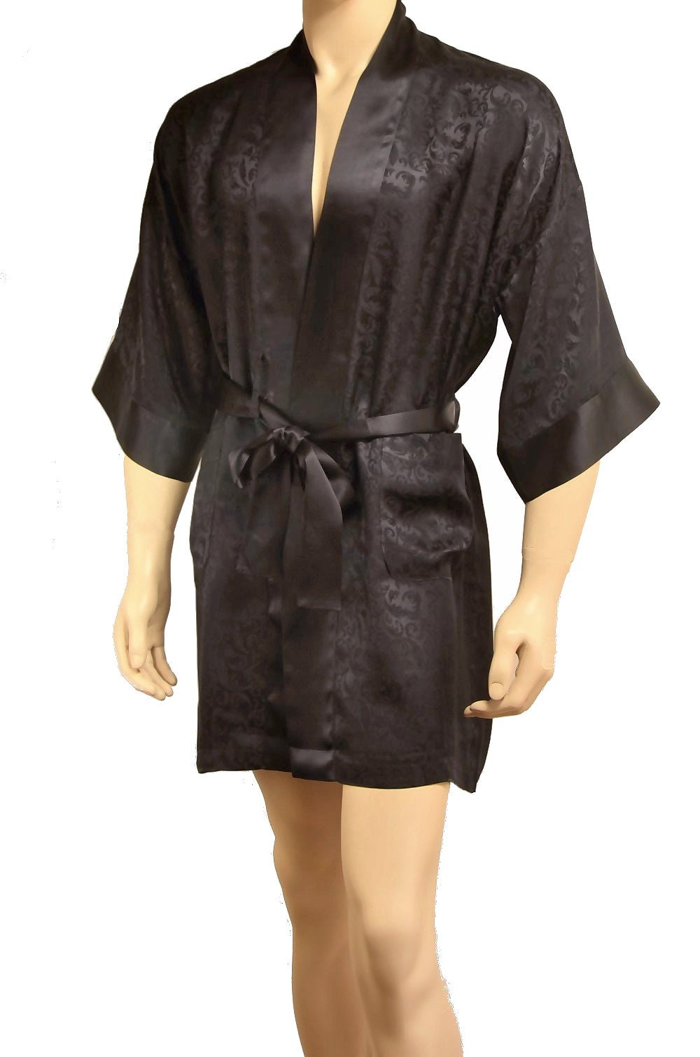 Men's Bathrobe Silk Short Kimono Style Robe Dressing Gown - Etsy