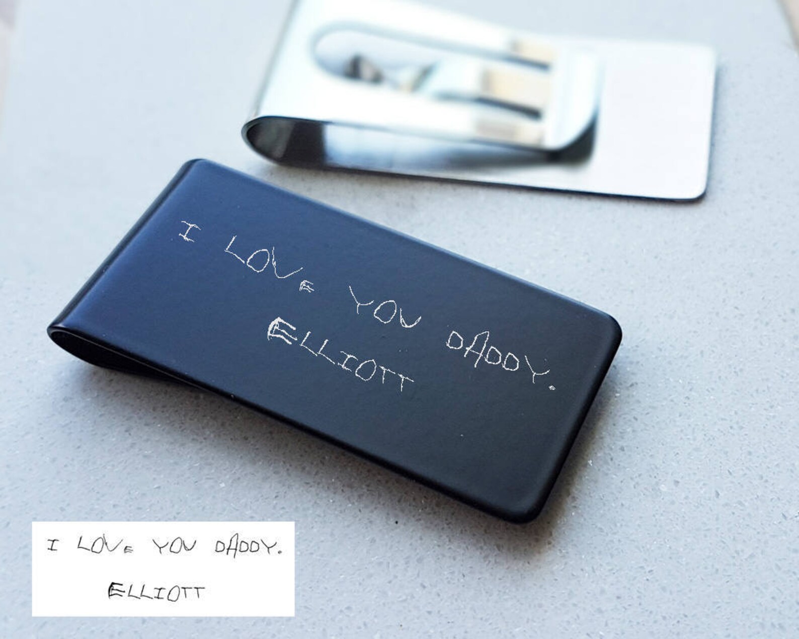 Custom Kid Handwriting Money Clip, Child Drawing Gift, Personalized ...