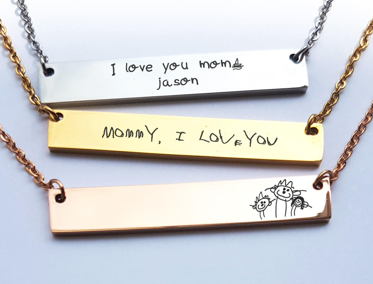 Custom Handwriting Necklace Signature Necklace Engraved | Etsy