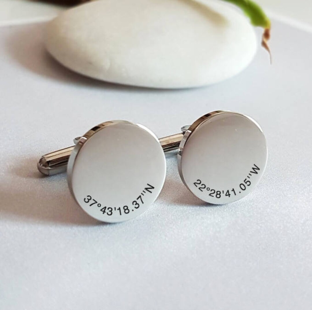 Personalized Coordinate Cufflinks Latitude Longitude Cuff Links Gift ...