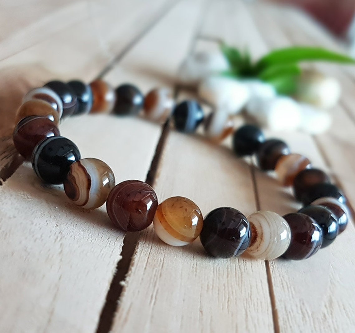 8/10mm Brown Persian Agate Bracelet Brown Agate - Etsy