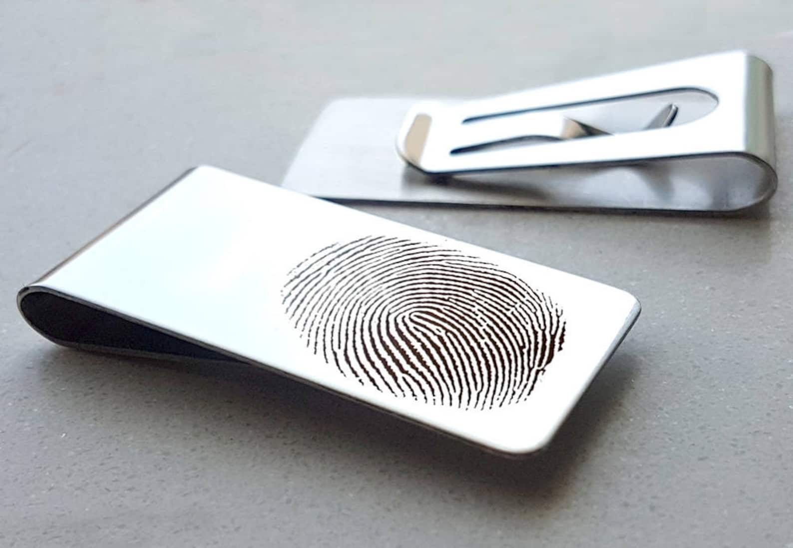 Fingerprint Money Clip, Father's Day Gift, Personalized Gift Grandpa ...