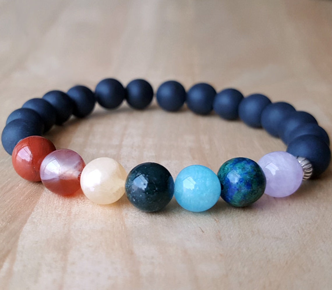 7 Chakra Matt Onyx Bracelet Topaz Bracelet Lapis Buddha - Etsy