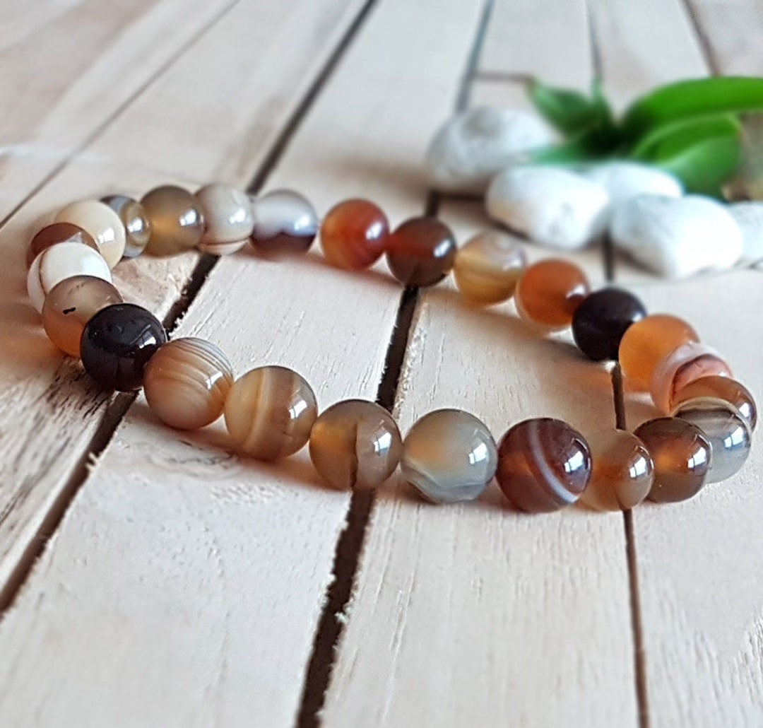8mm Brown Coffee Agate Bracelet Brown Agate Braceletbrown - Etsy