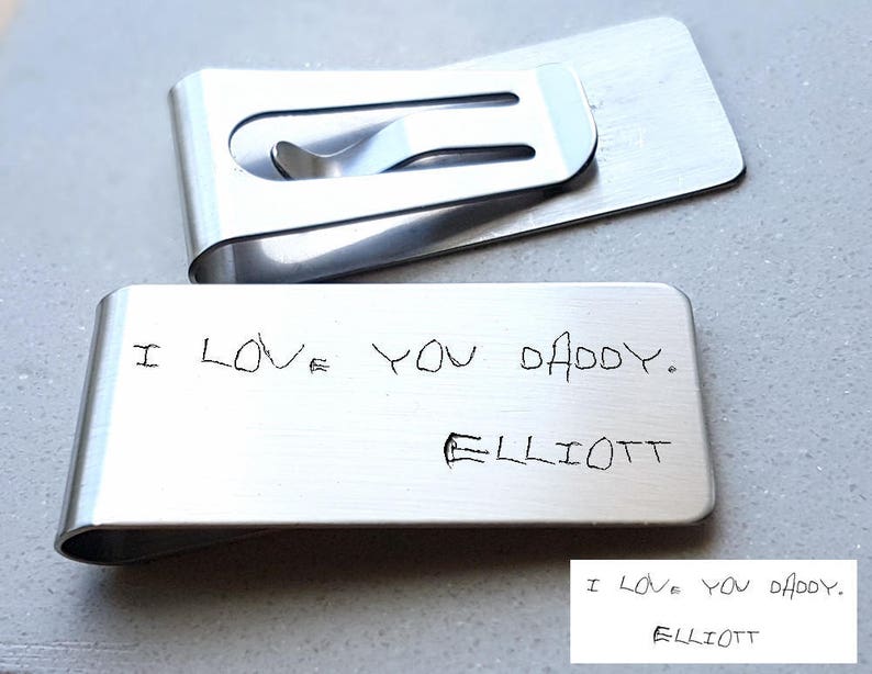 Custom Kid Handwriting Money Clip, Child Drawing Gift, Personalized ...
