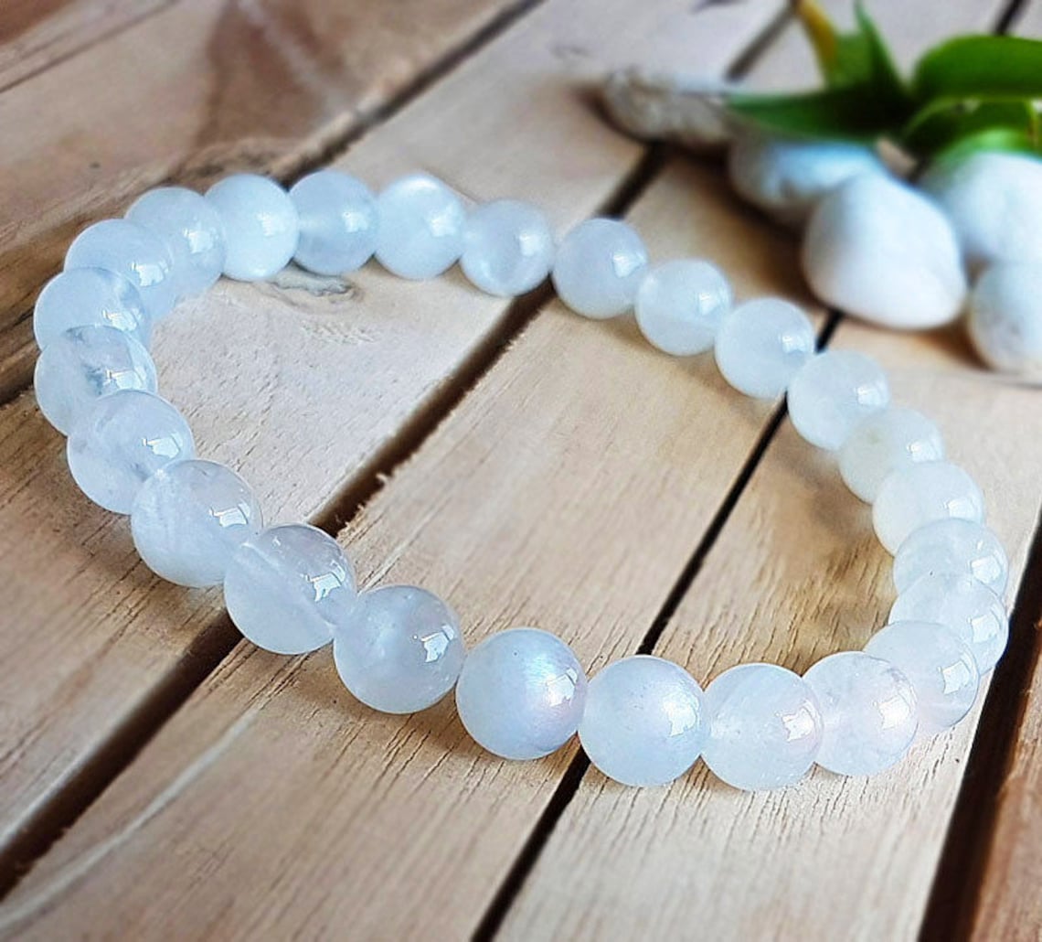 5A Natural Moonstone Bracelet, White Genuine Moon Stone Bracelet, Yoga ...