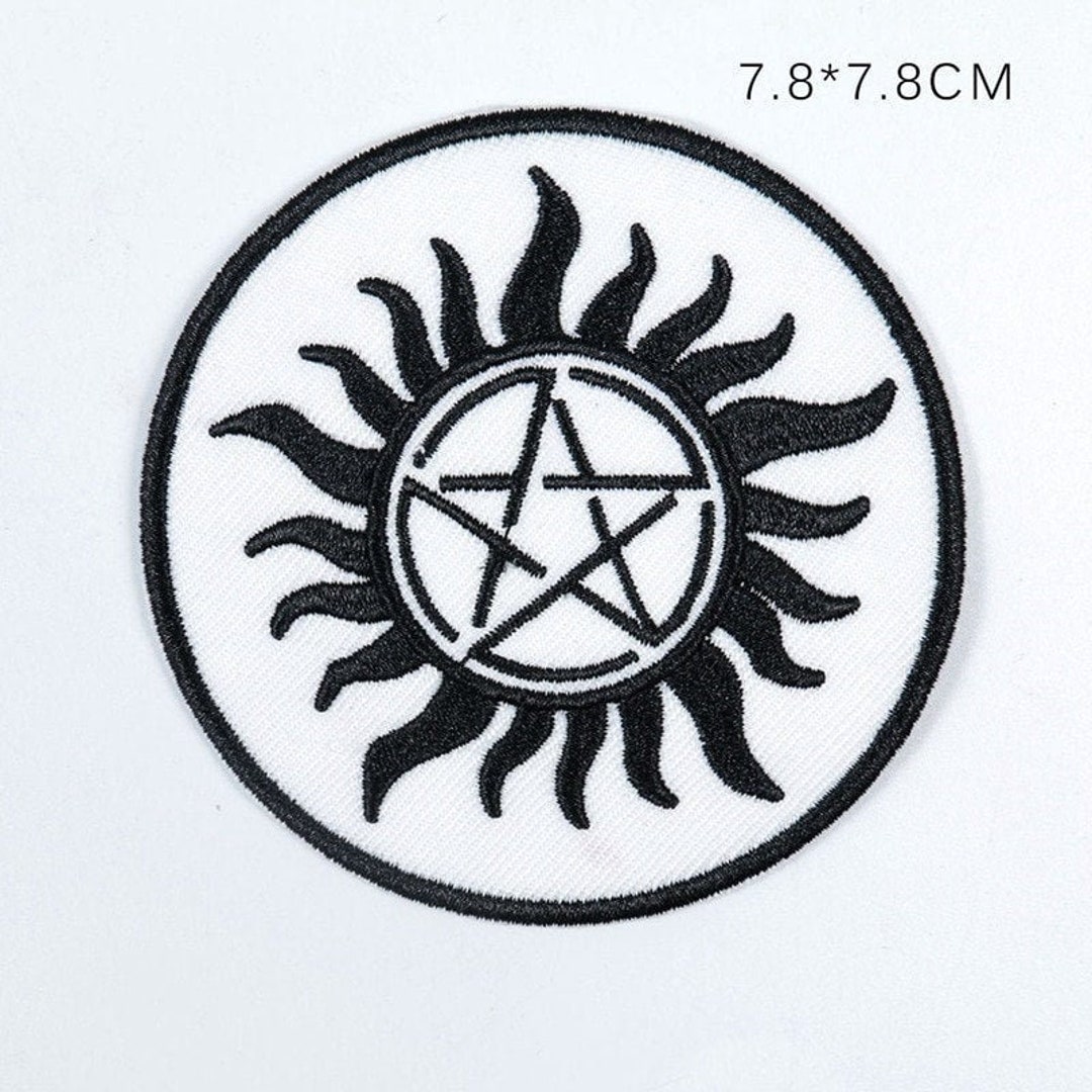 Pentagram in the Sun Patch Pentacle on Fire Patch Moon and - Etsy