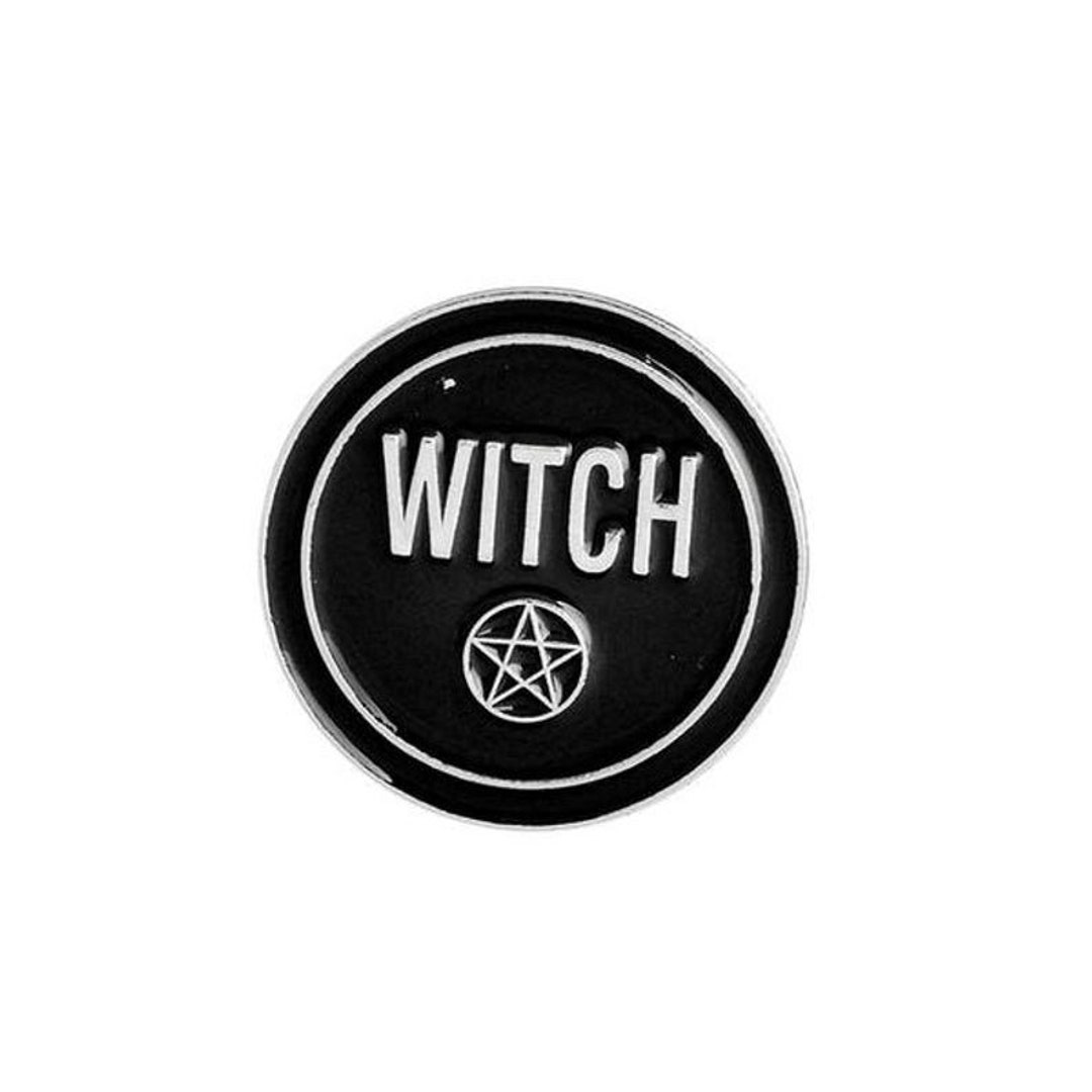 The Word witch With a Pentagram Brooch Pin Fast - Etsy