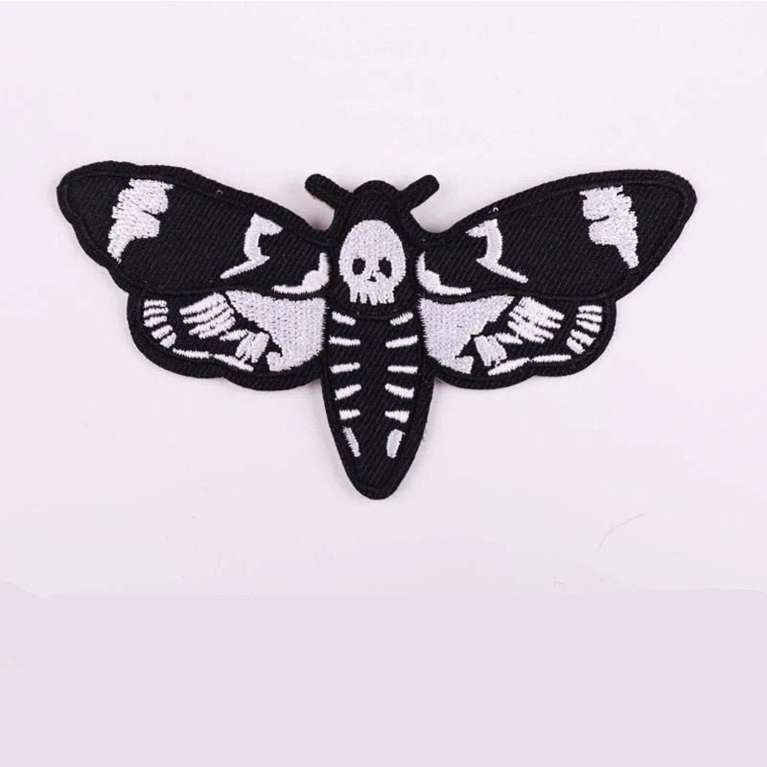 Deaths Head Moth Embroidered Patch Applique Hawkmoth Patch - Etsy