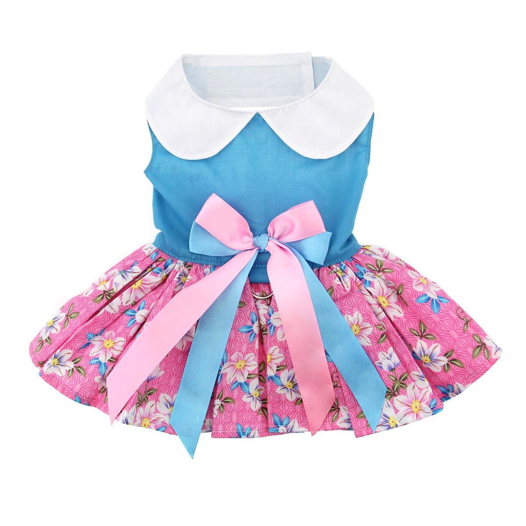 Pink and Blue Plumeria Dog Harness Dress by Doggie Design 70885 Spring ...