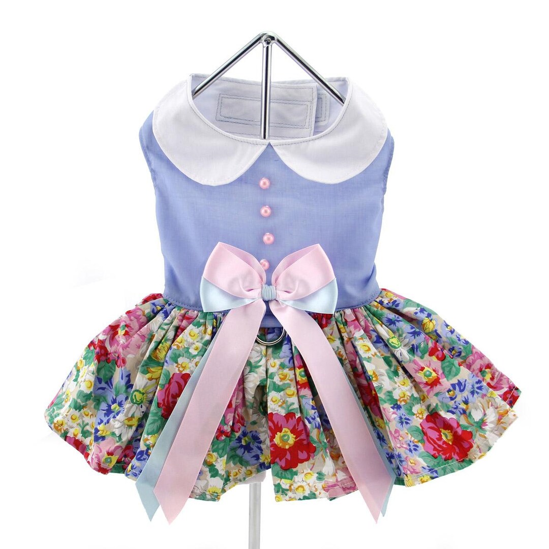 Powder Blue and Pearls Floral Dog Harness Dress by Doggie Design 70884 ...
