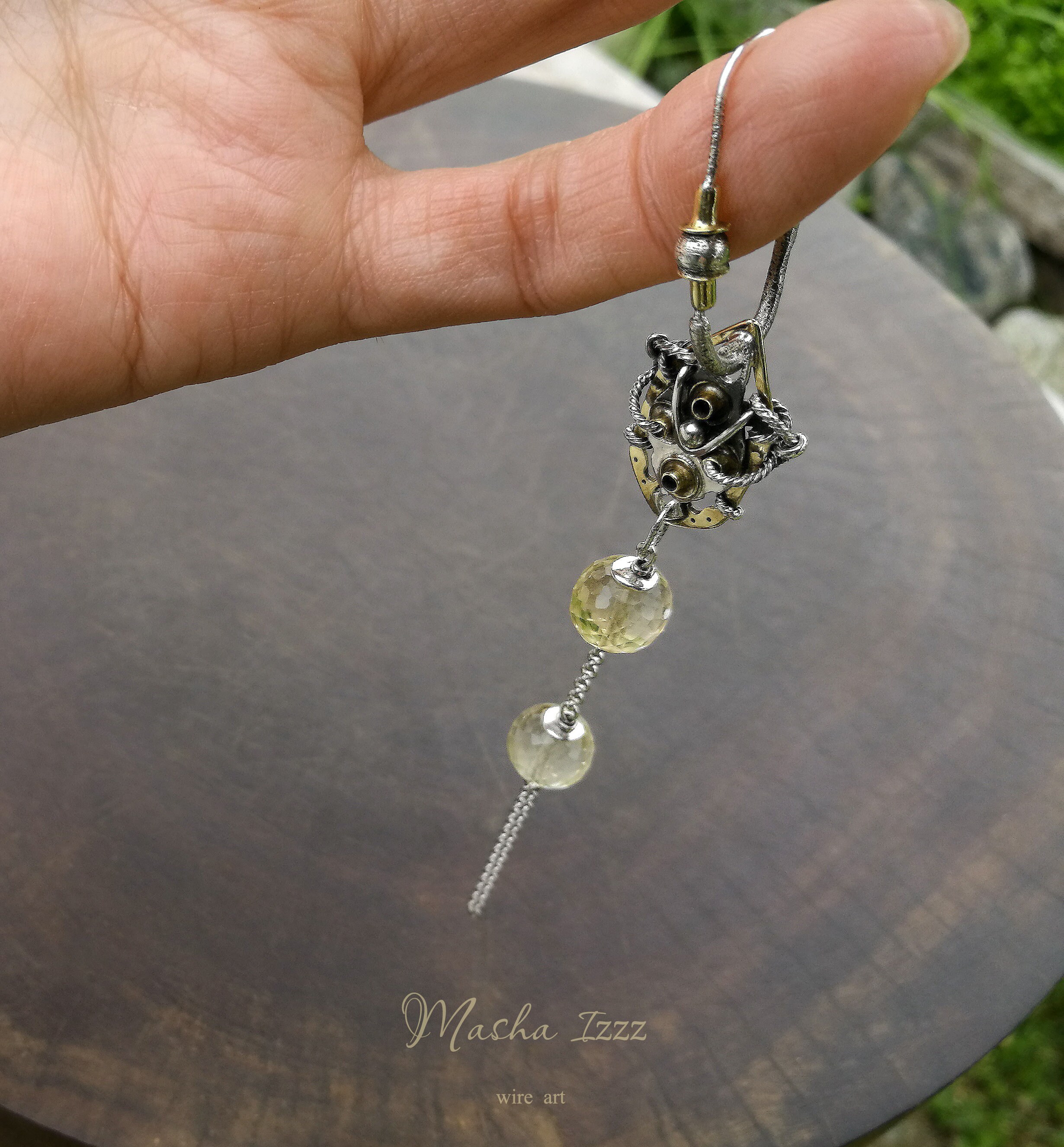 Sterling Silver and Brass Mono Earring With Faceted Yellow Citrines - Etsy