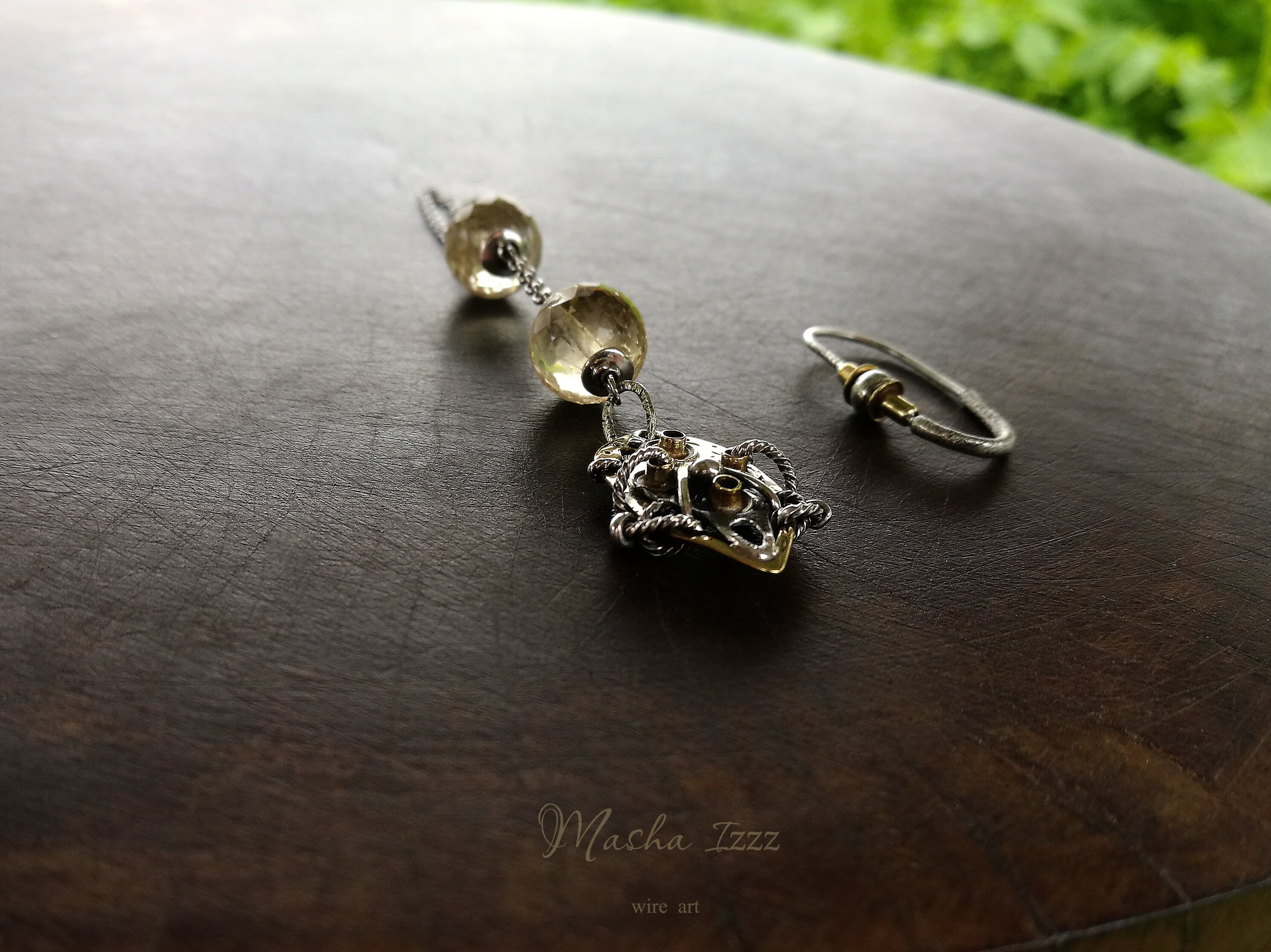 Sterling Silver and Brass Mono Earring With Faceted Yellow Citrines - Etsy